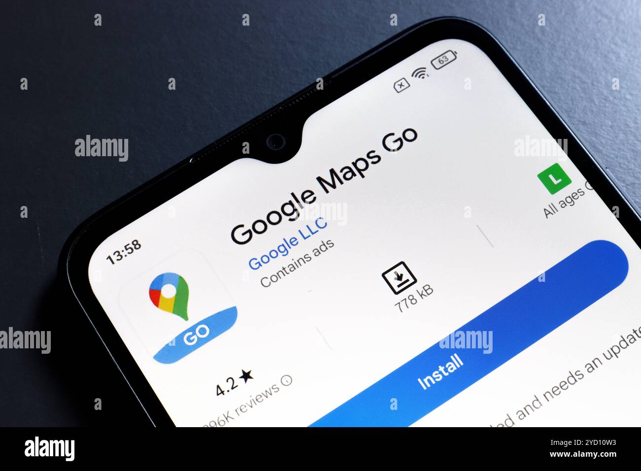 October 24, 2024, Portugal. In this photo illustration, the Google Maps Go app logo is displayed ...
