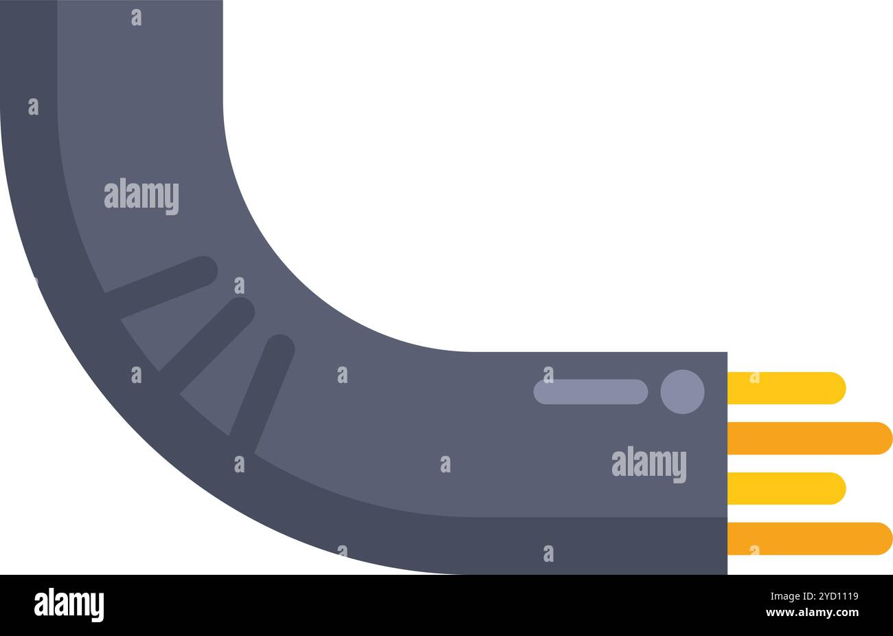 This vector illustration features a fiber optic cable bending at a ...