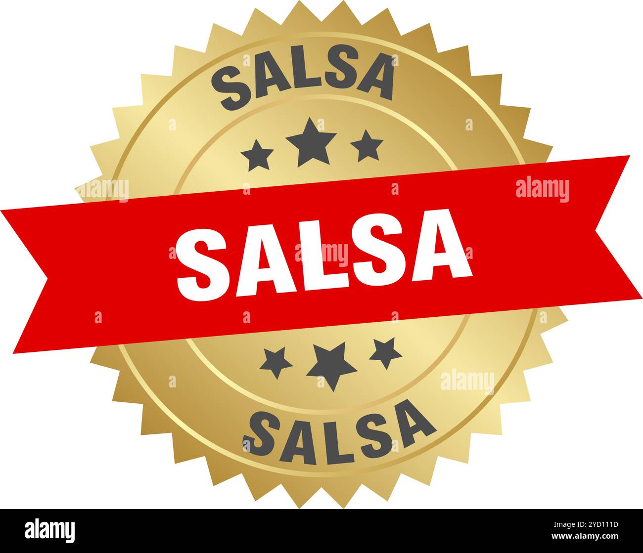 salsa round red and gold label isolated on transparent background ...