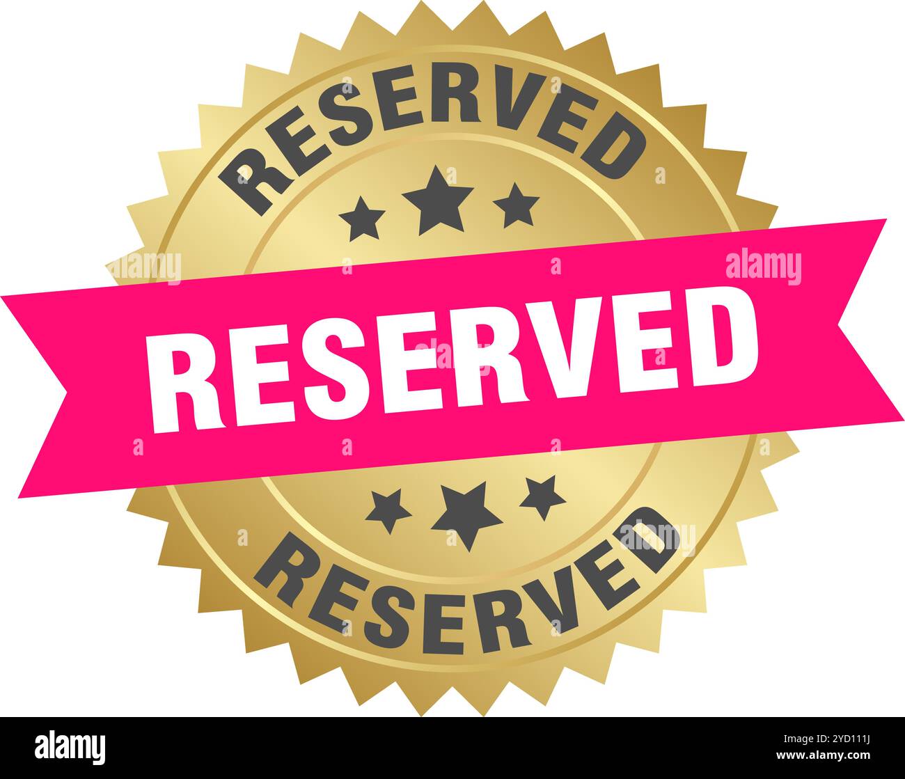 reserved round pink and gold label isolated on transparent background ...