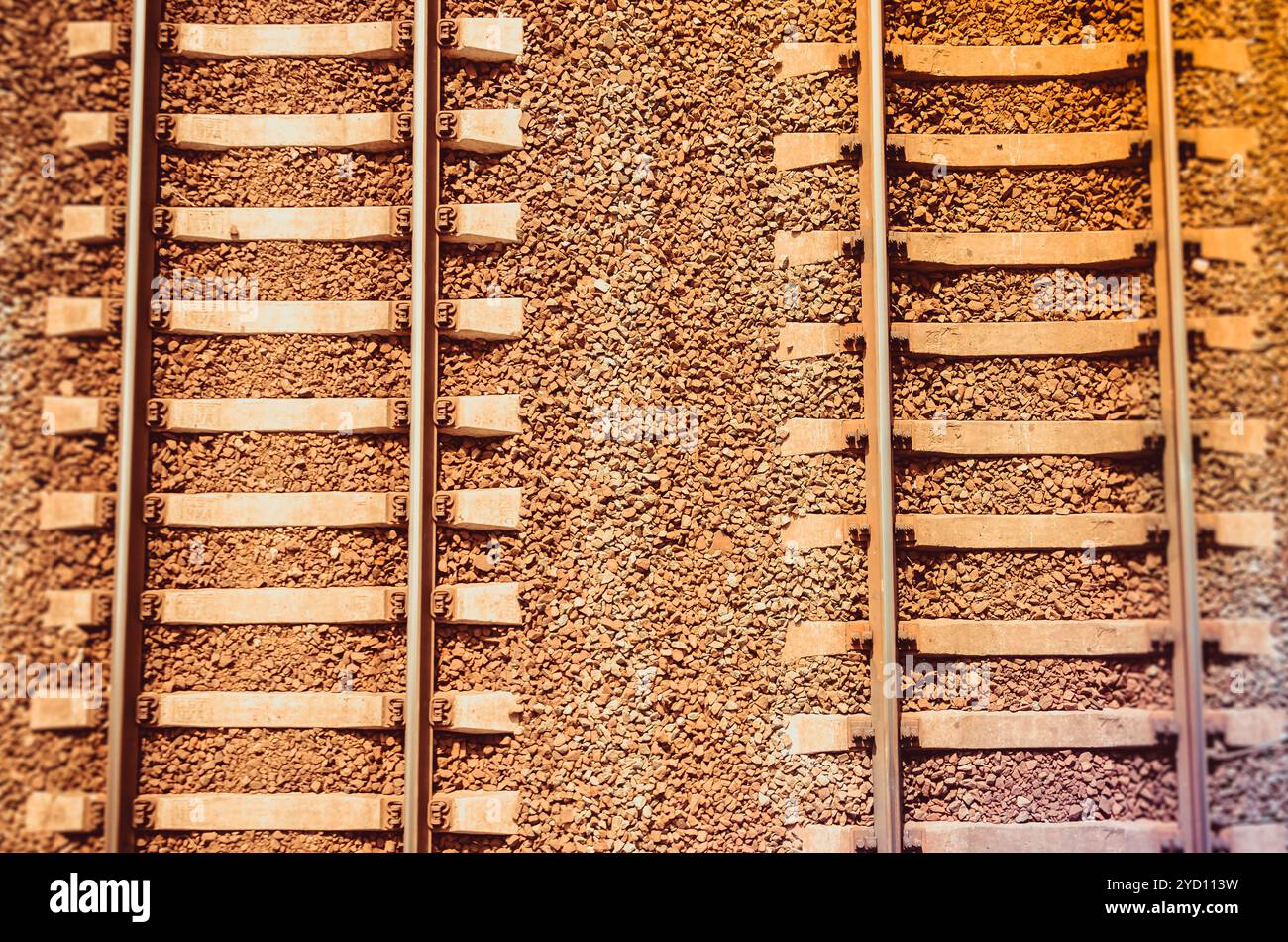 Rails of the Russian railway at sunset. Railway. Rails Stock Photo - Alamy