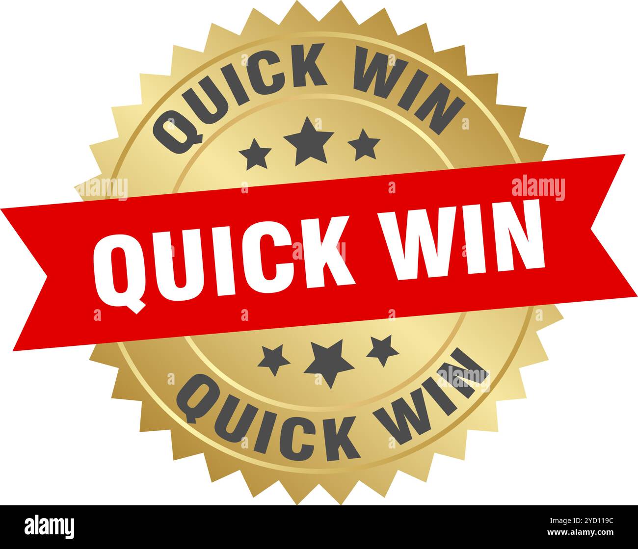 quick win round red and gold label isolated on transparent background ...