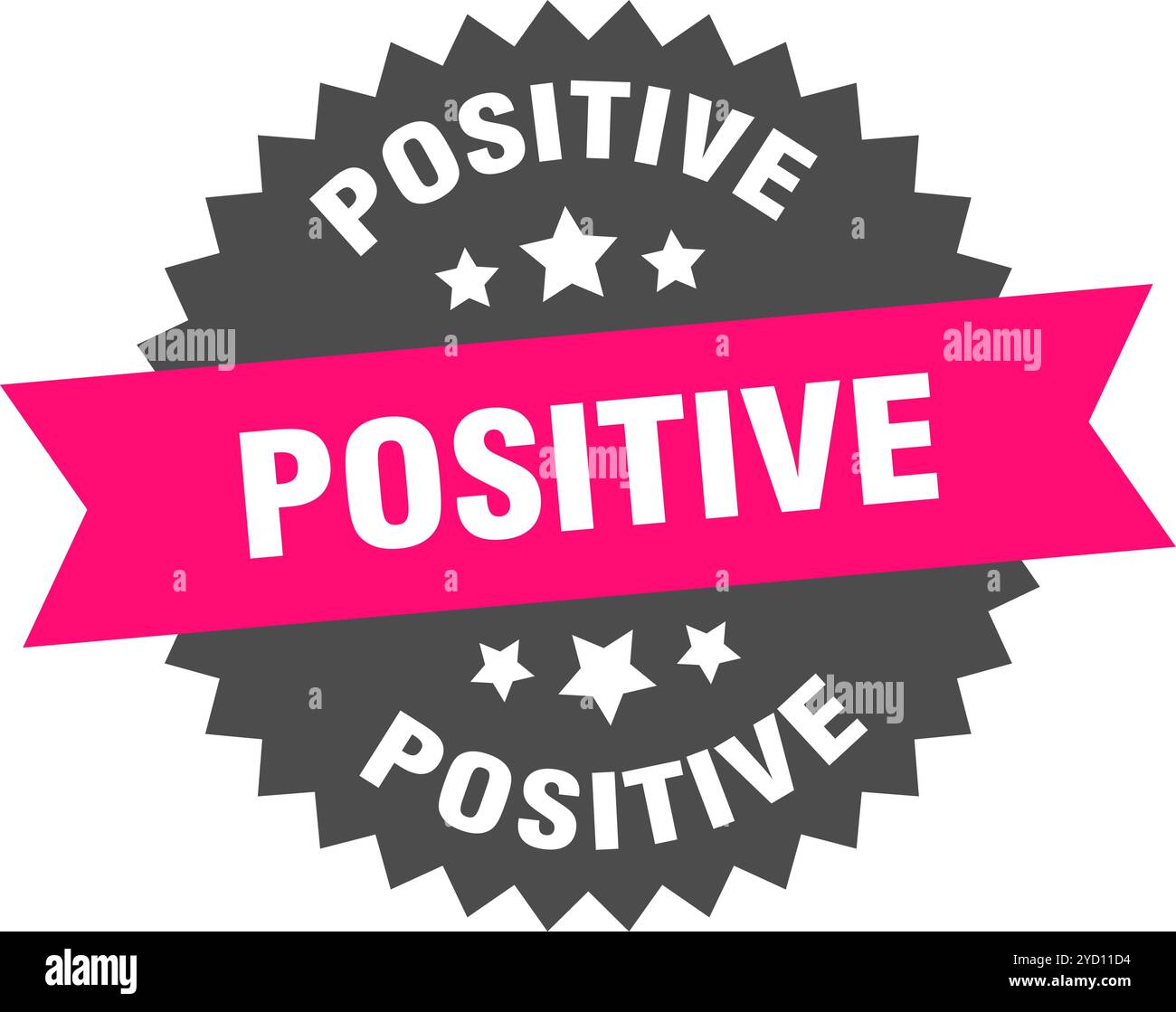 positive round pink label isolated on transparent background. positive ...
