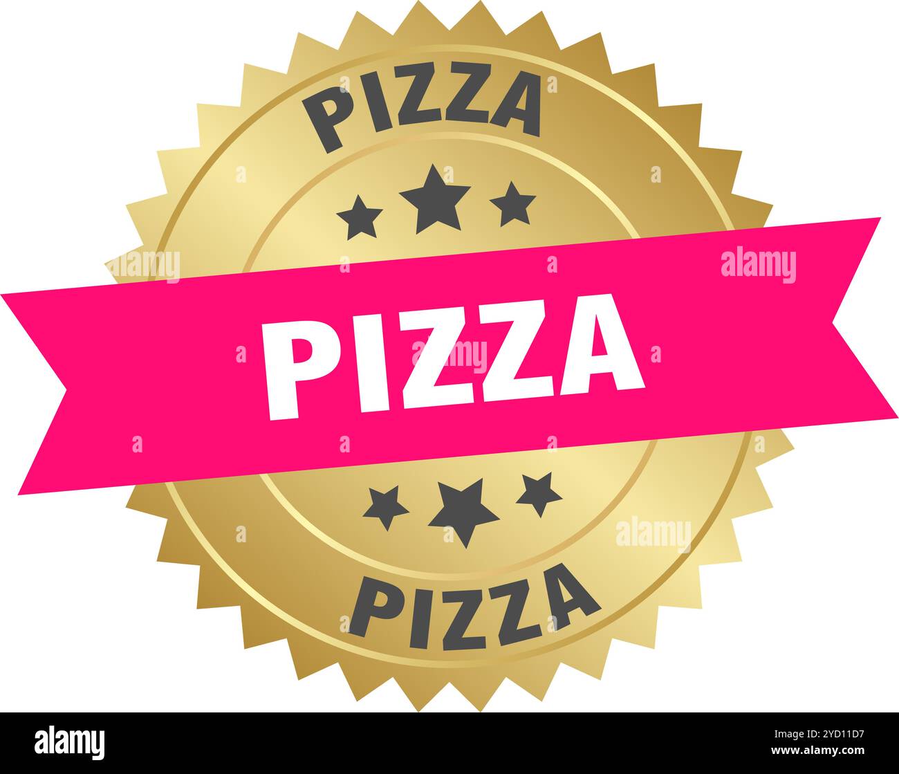 pizza round pink and gold label isolated on transparent background ...