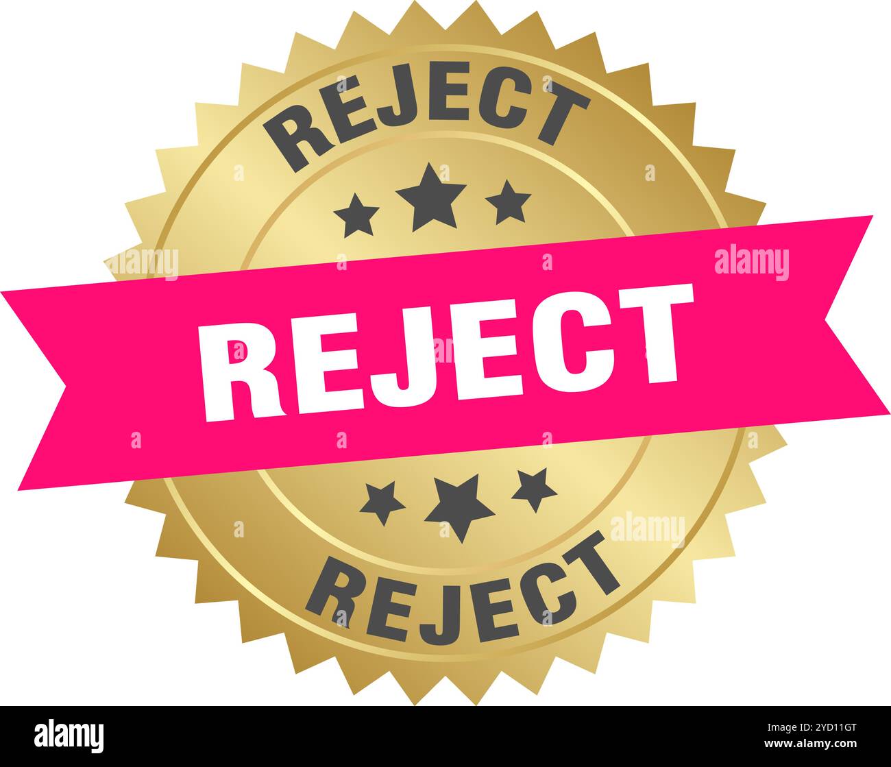 reject round pink and gold label isolated on transparent background ...