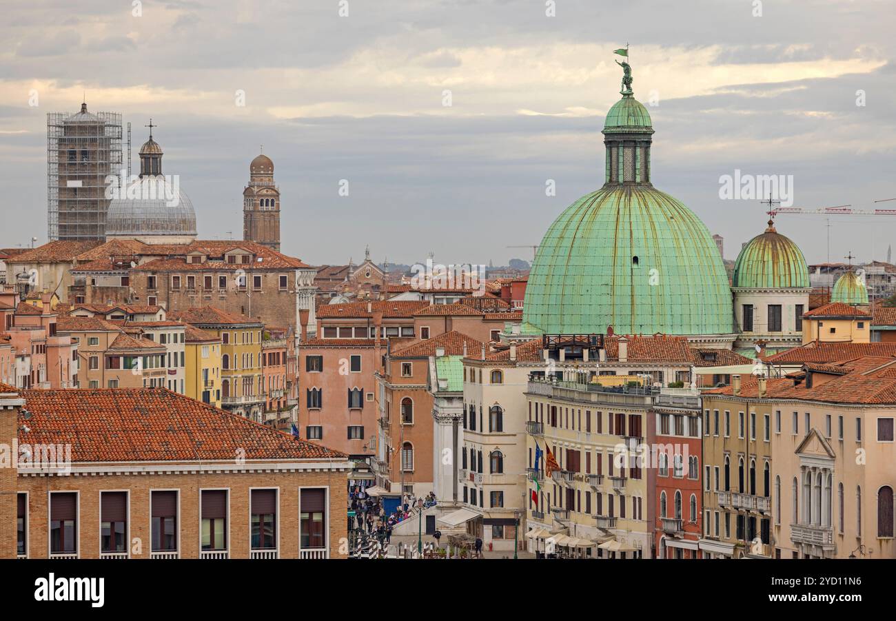 Aerial View of Church Dome at Grand Canal Historic Landmarks Cloudy ...