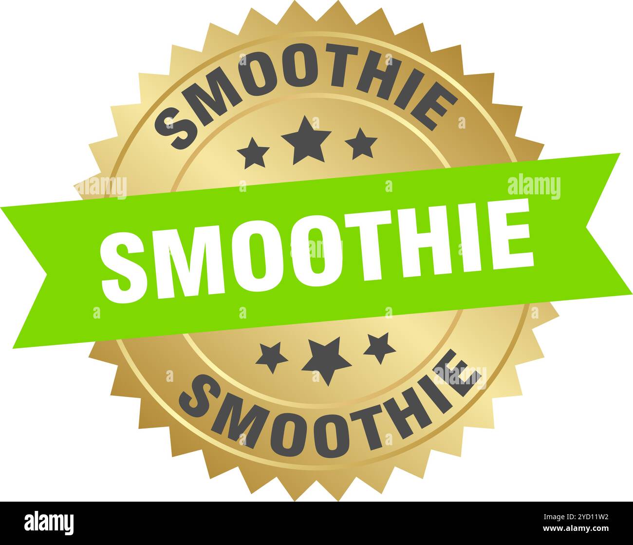 smoothie round green and gold label isolated on transparent background ...