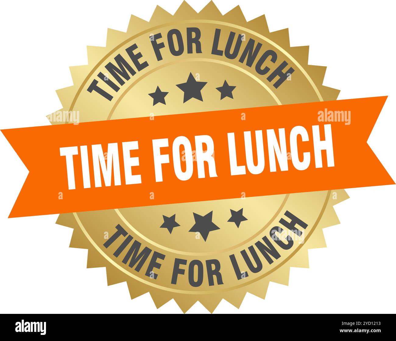 time for lunch round orange and gold label isolated on transparent ...