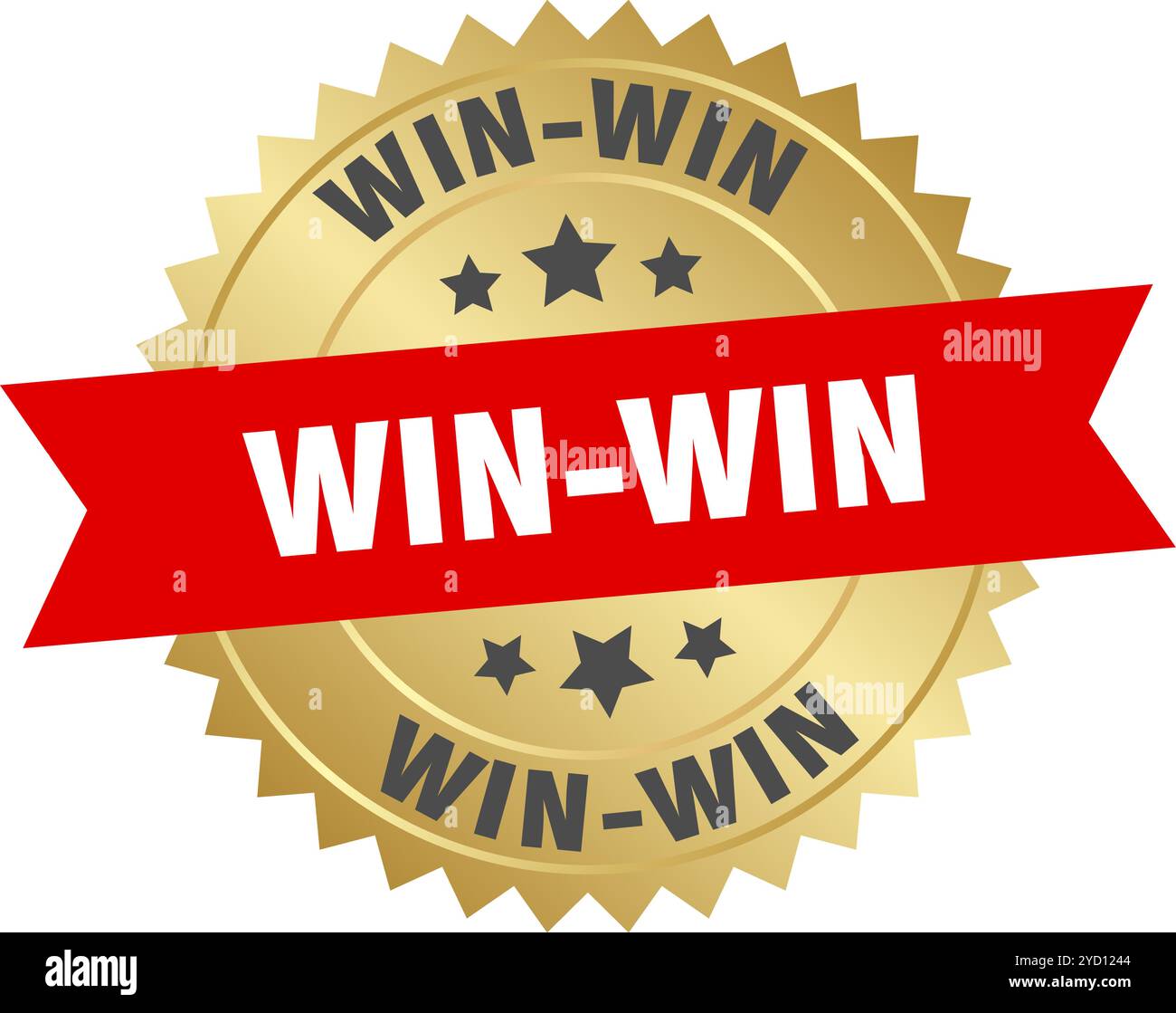 win-win round red and gold label isolated on transparent background ...