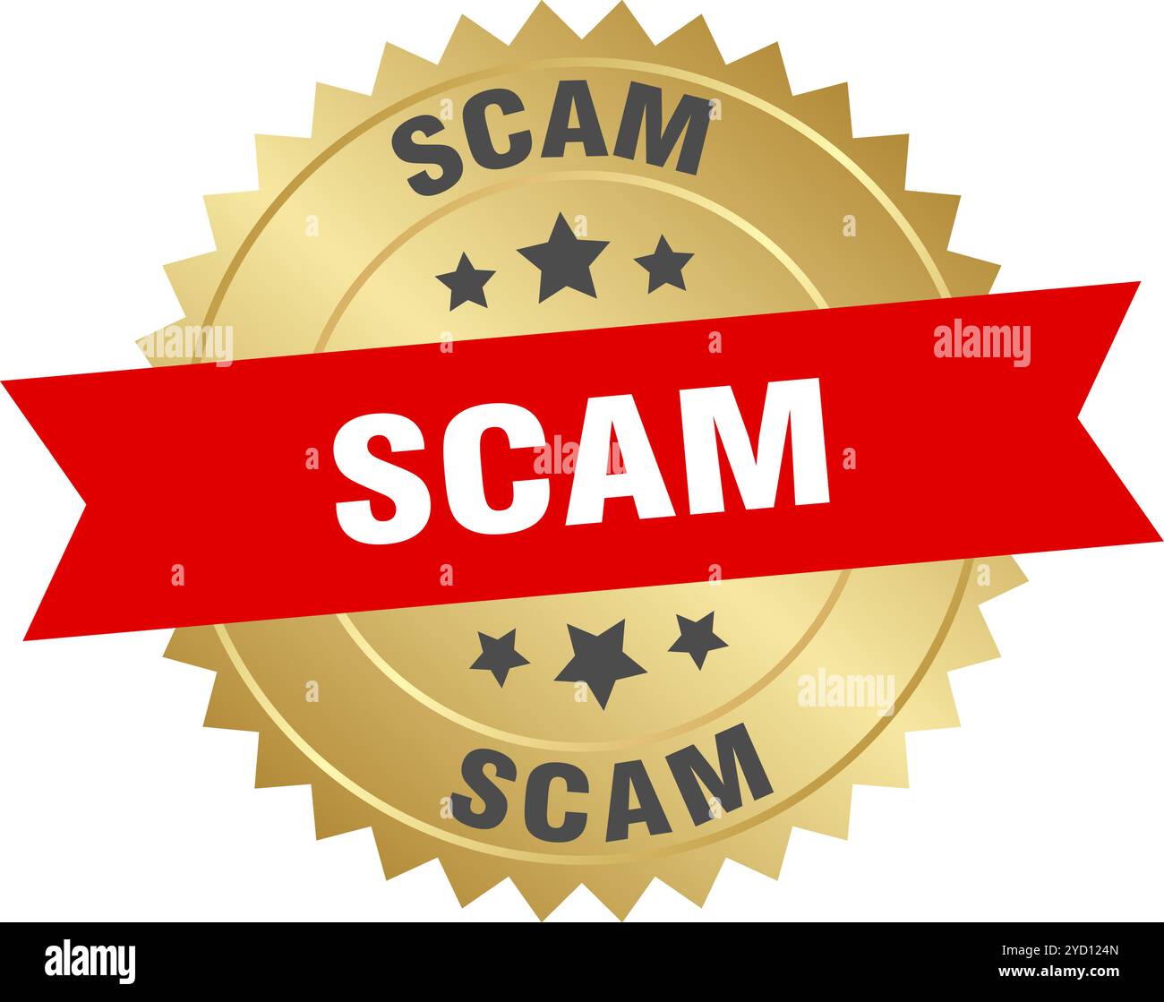 scam round red and gold label isolated on transparent background. scam ...