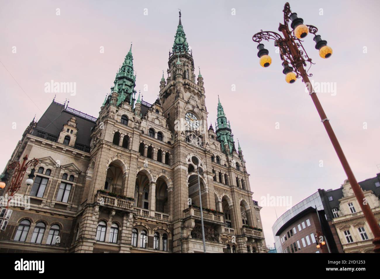 The town hall and the central square in Liberec, Czech Republic Stock ...