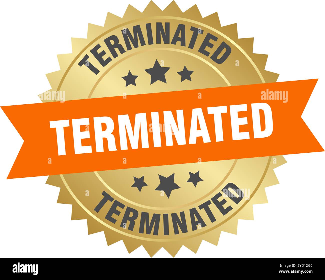 terminated round orange and gold label isolated on transparent ...