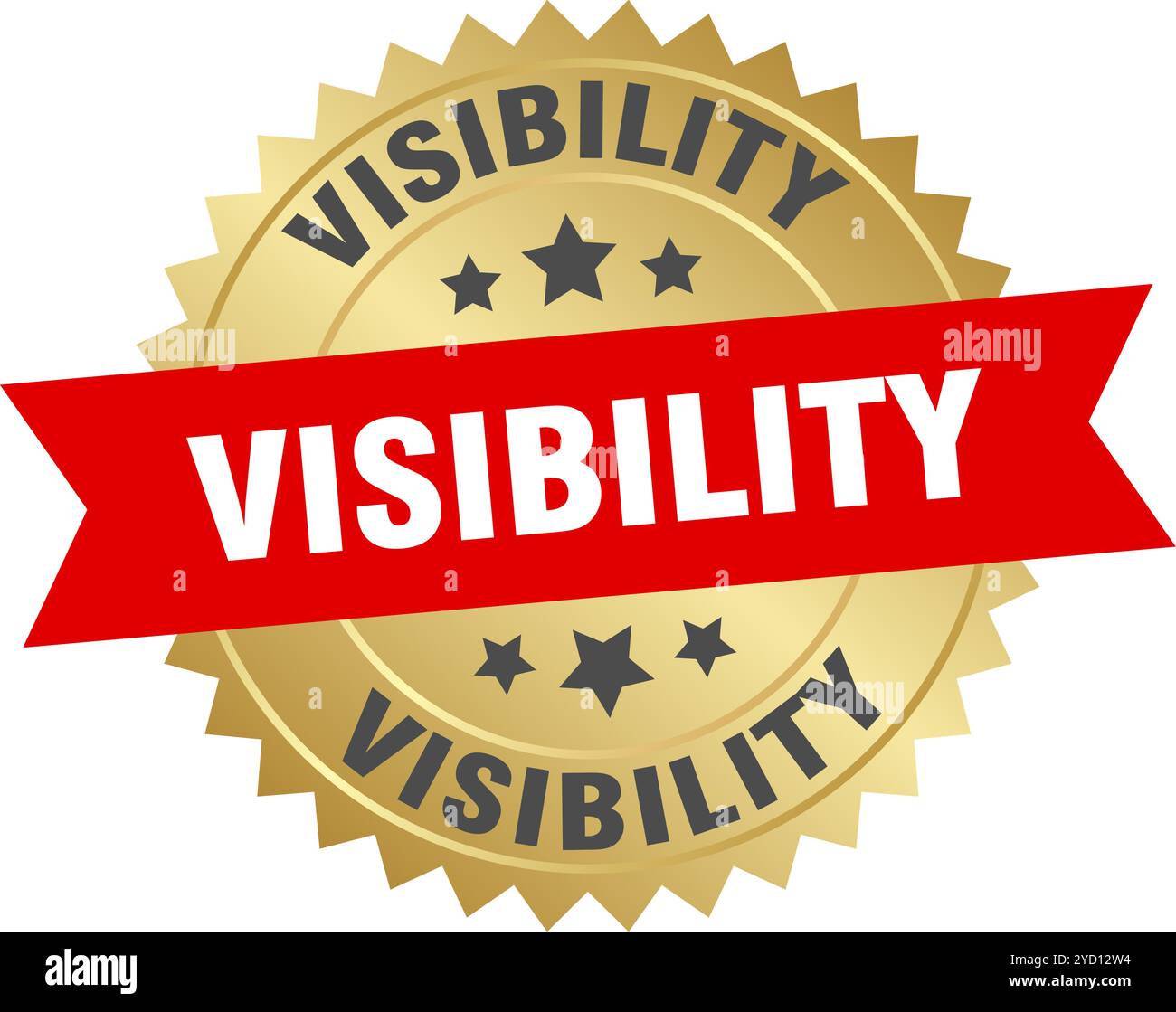 visibility round red and gold label isolated on transparent background ...