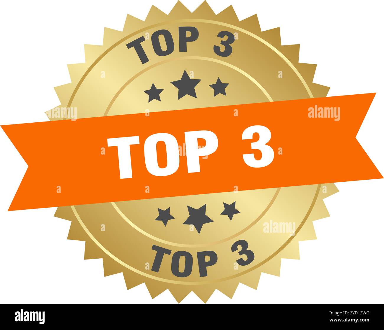 top 3 round orange and gold label isolated on transparent background ...