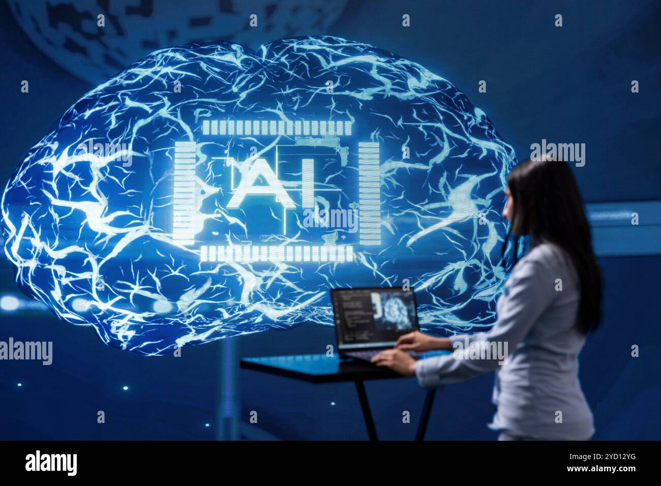 Computer scientist in startup doing advancements in AI field. Woman ...