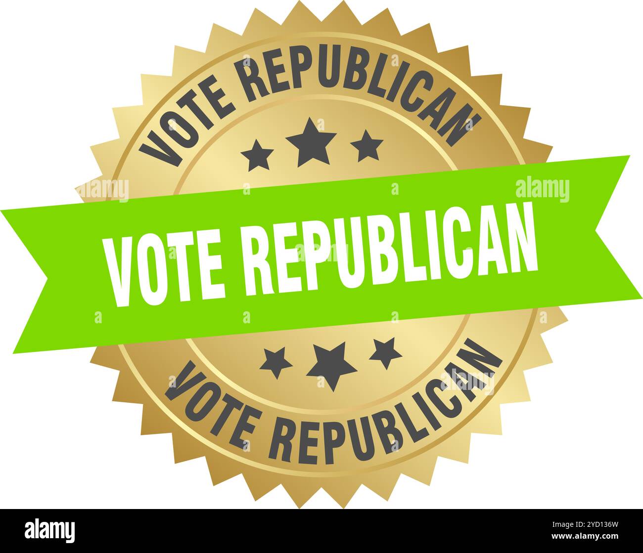 vote republican round green and gold label isolated on transparent ...