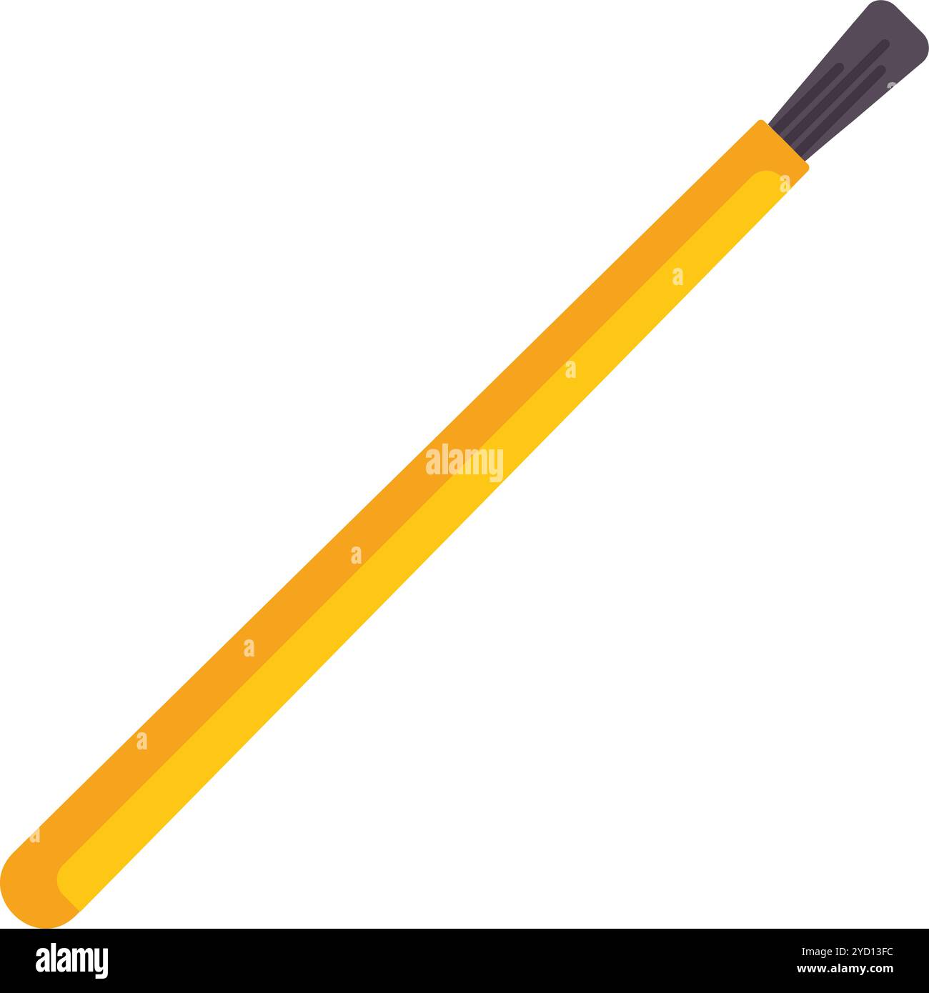 Simple small yellow paint brush is lying diagonally on a white ...