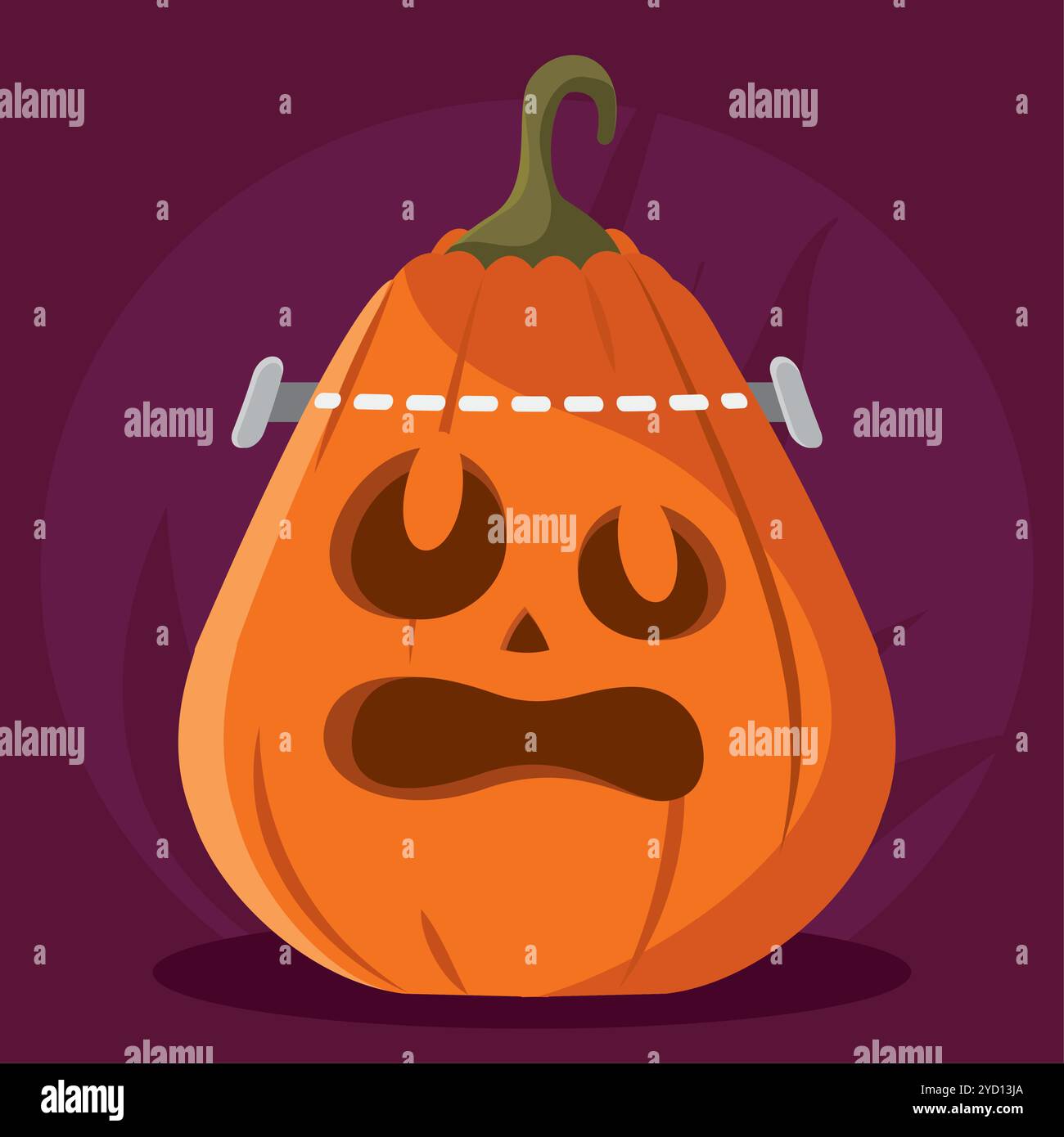 Halloween pumpkin with stitched forehead and scared face, Vector Stock ...