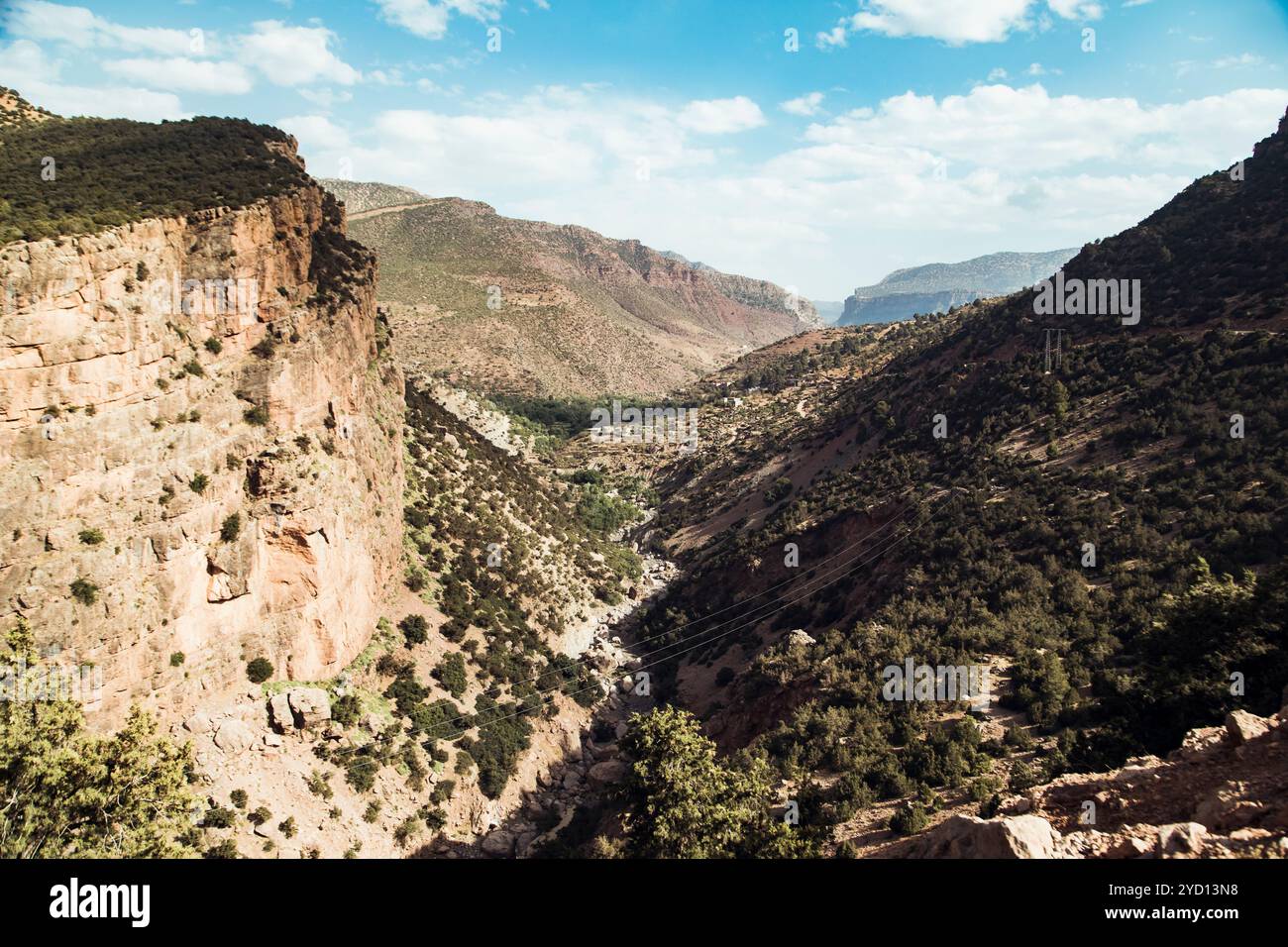 A breathtaking view of Morocco's Badlands reveals steep escarpments and ...