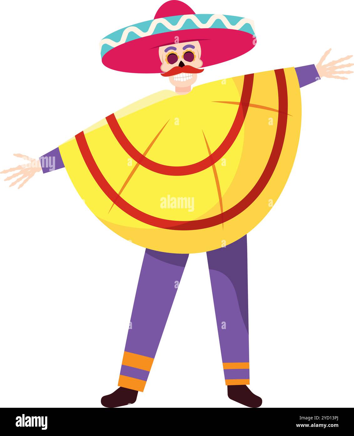 Skeleton in colorful dress celebrating Day of the Dead, Vector Stock ...