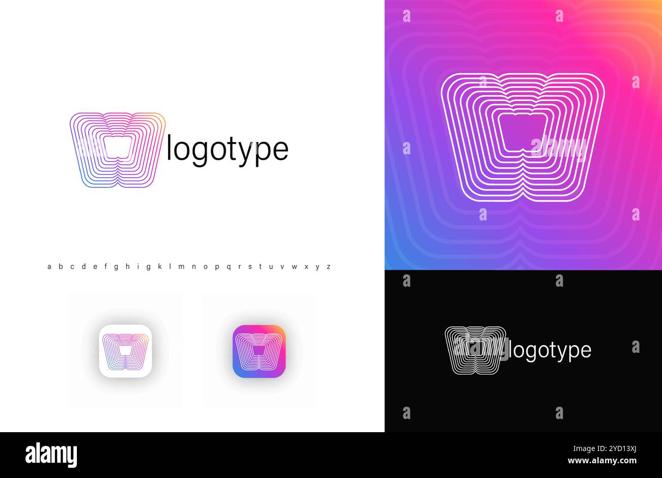 Ripples Logo Letter W, Geometric Rounded Lines Monogram for Tech ...