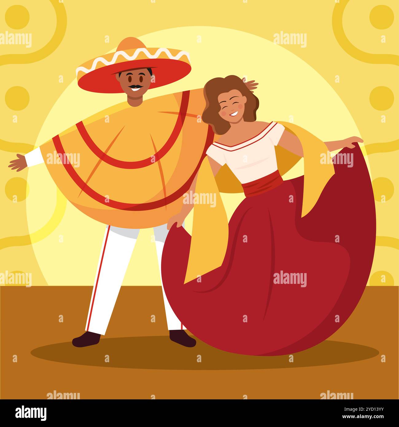 Happy Mexican couple dancing in traditional outfits, Vector Stock ...