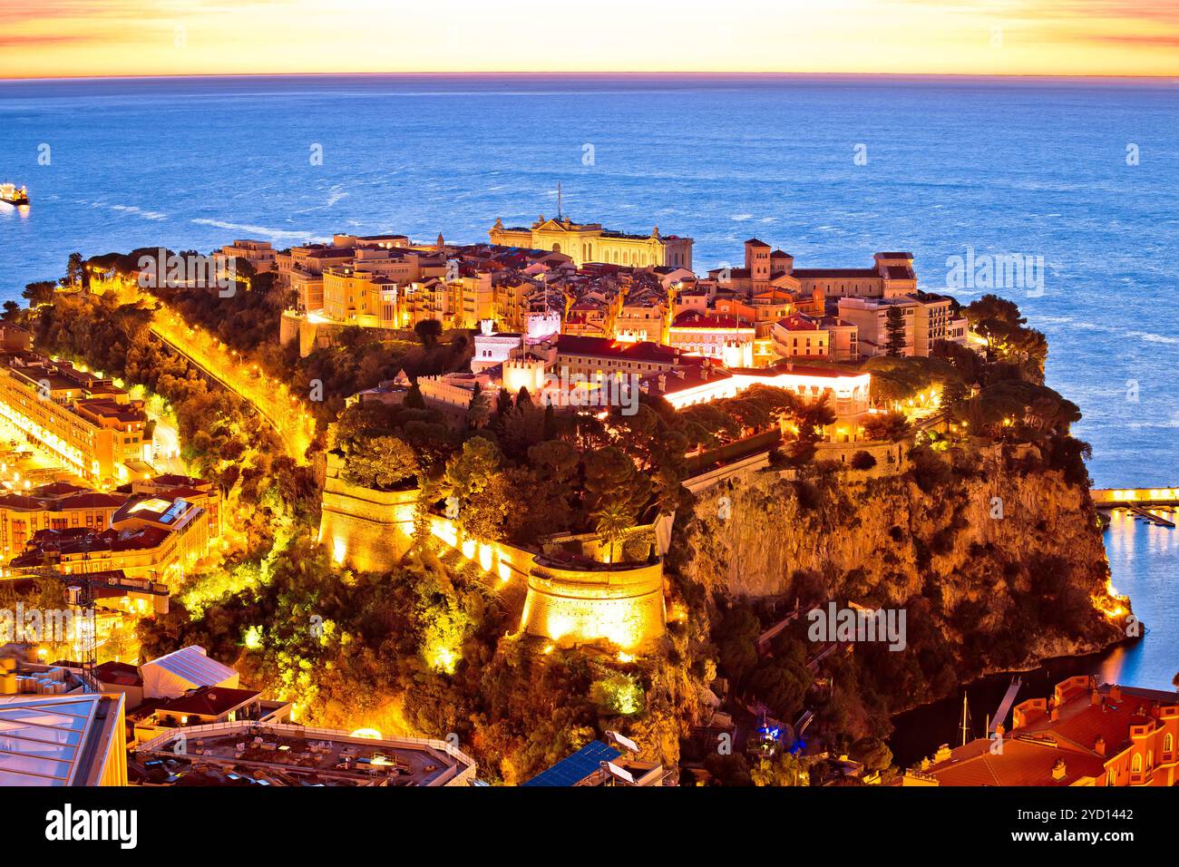 Amazing Monaco old town on the hill sunrise view Stock Photo - Alamy
