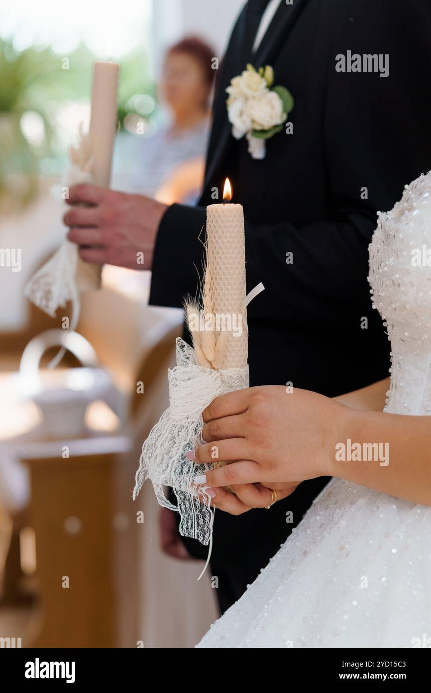 Elegant Wedding Ceremony with Unity Candles Stock Photo - Alamy