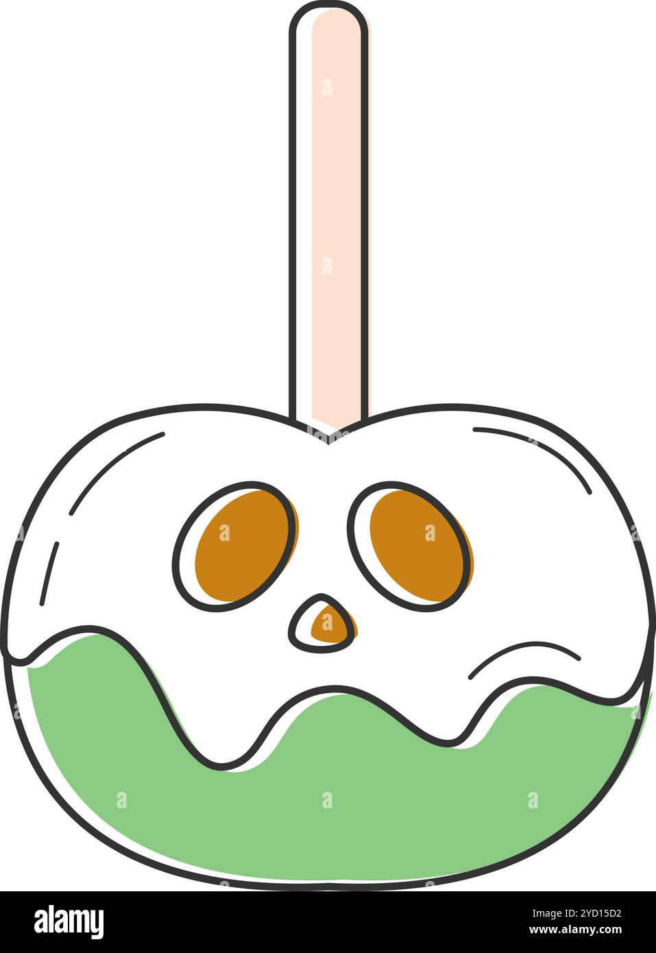 Halloween caramel apple with skull face and green icing Vector Stock ...