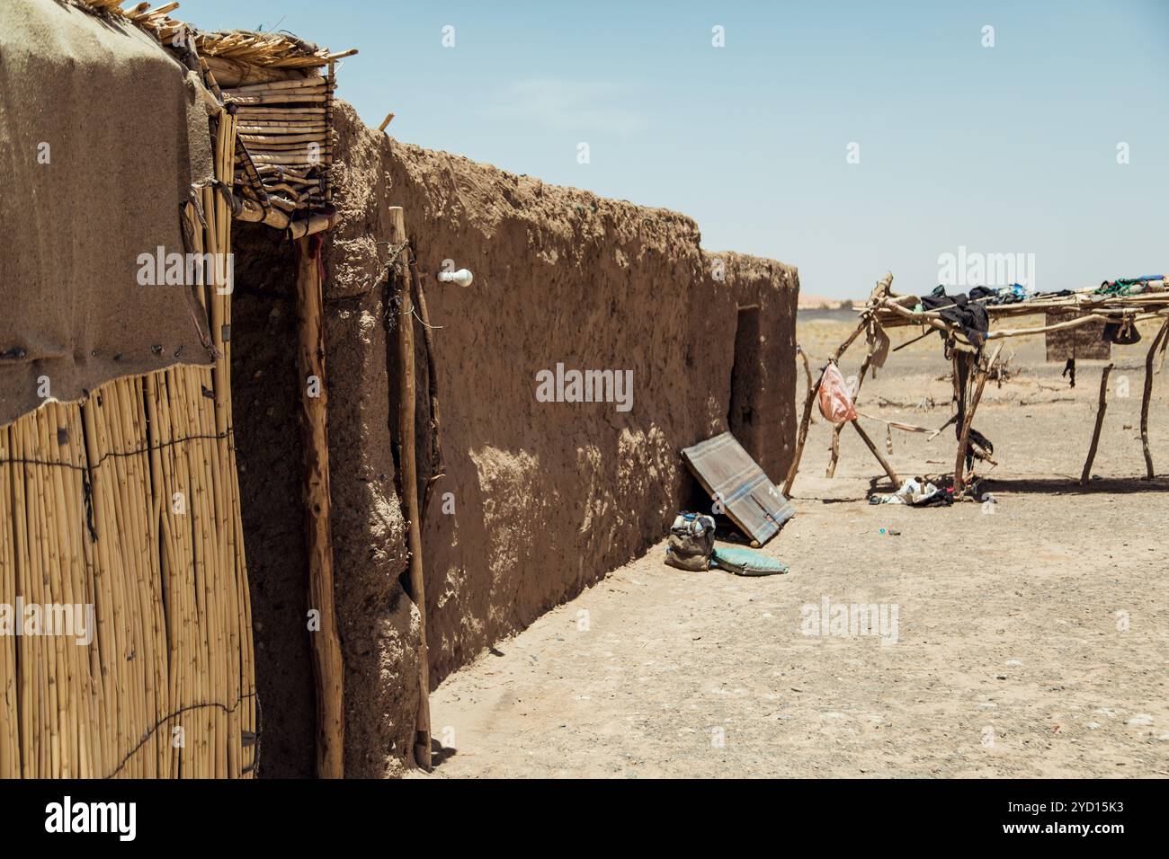 In the dry Sahara Desert of Morocco, a soldier in military gear ...