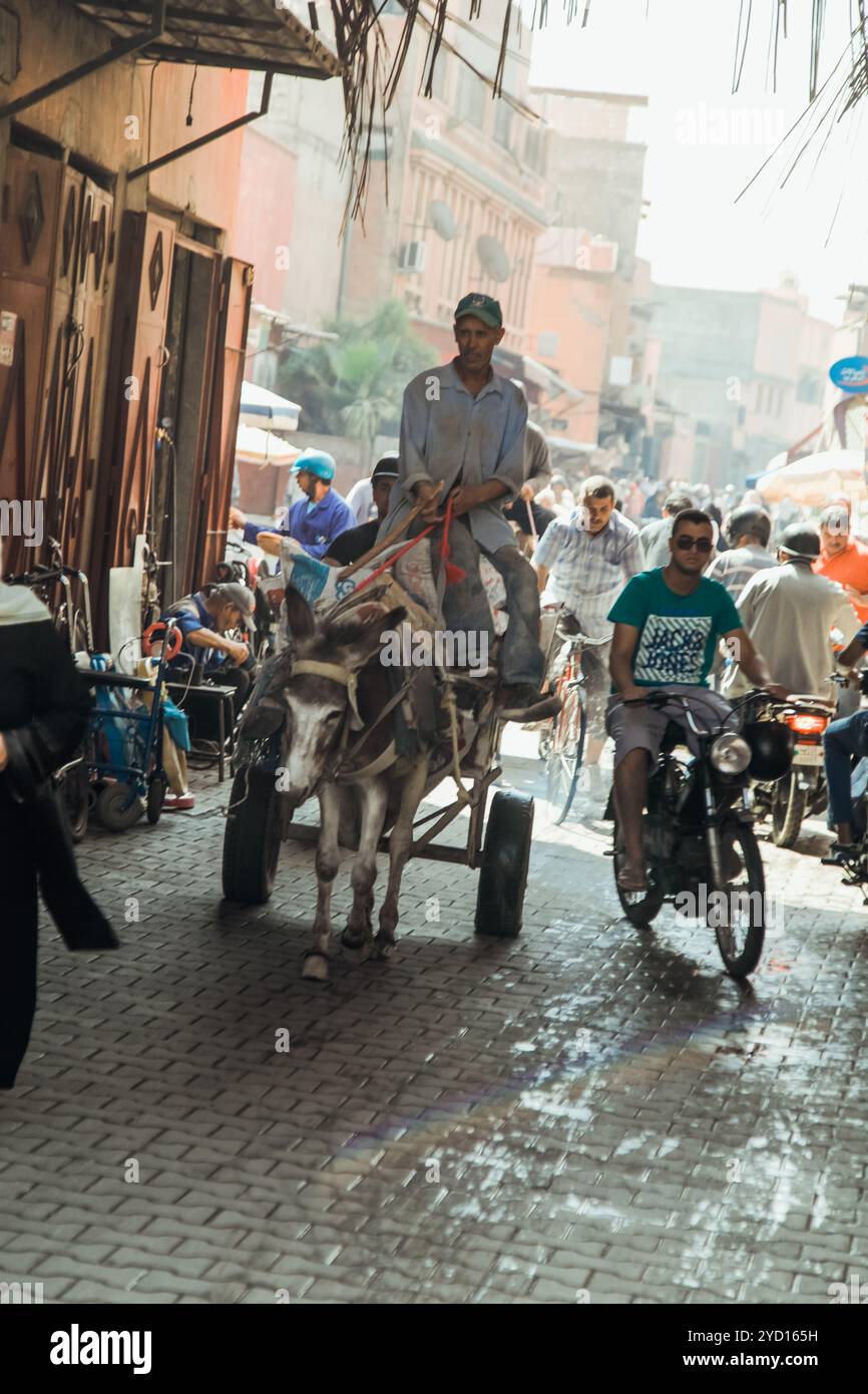Marrakesh, Morocco, July 20th 2019: Busy market scene in in Marrakesh ...