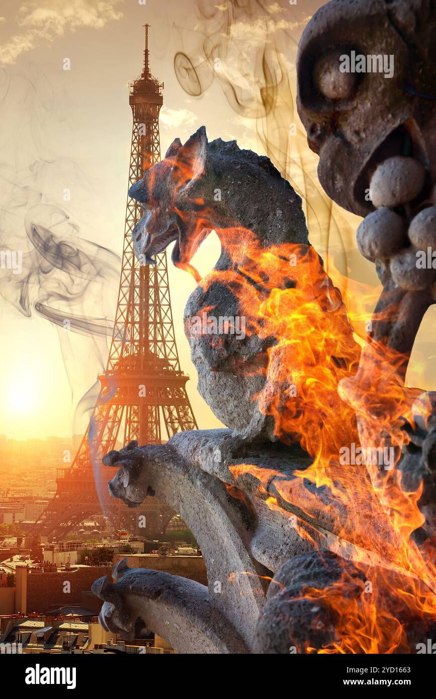 Chimeras in fire Stock Photo - Alamy