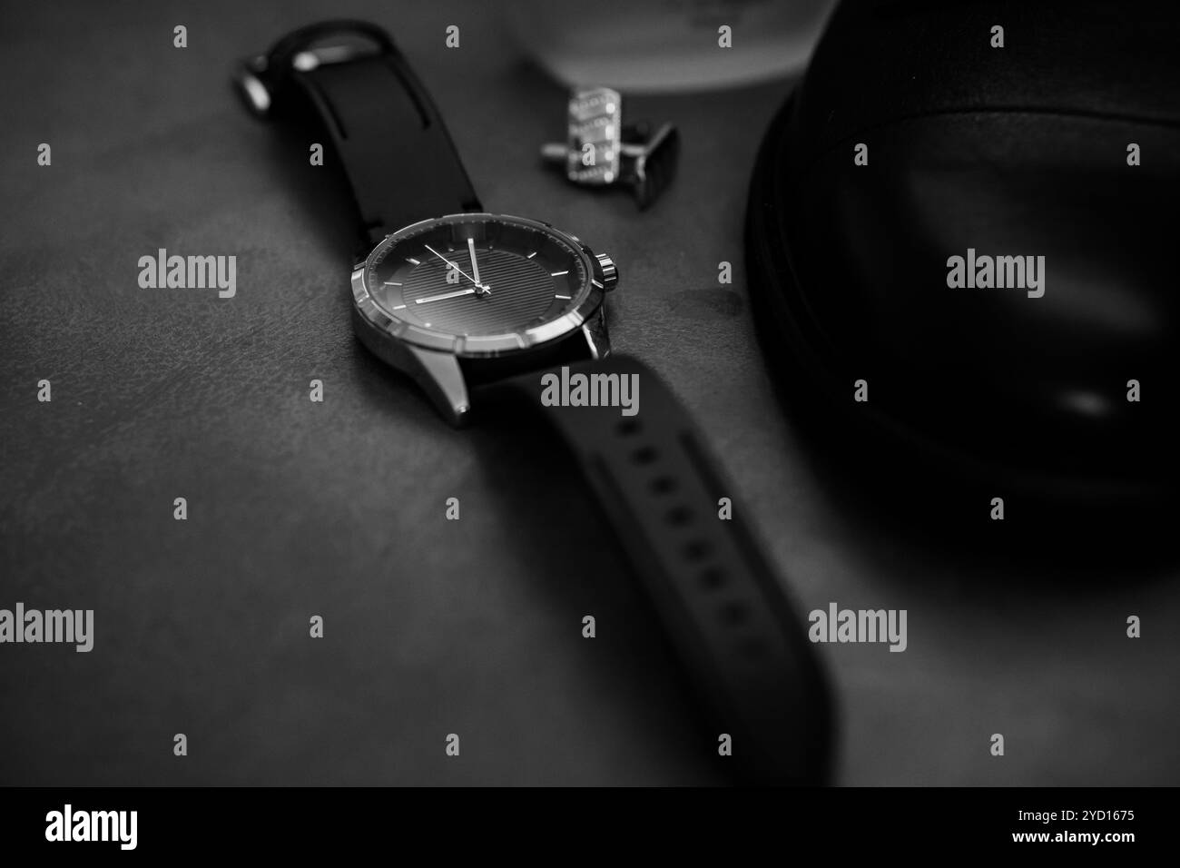 Elegant Sports Watch on Leather Surface with Accessories Stock Photo ...