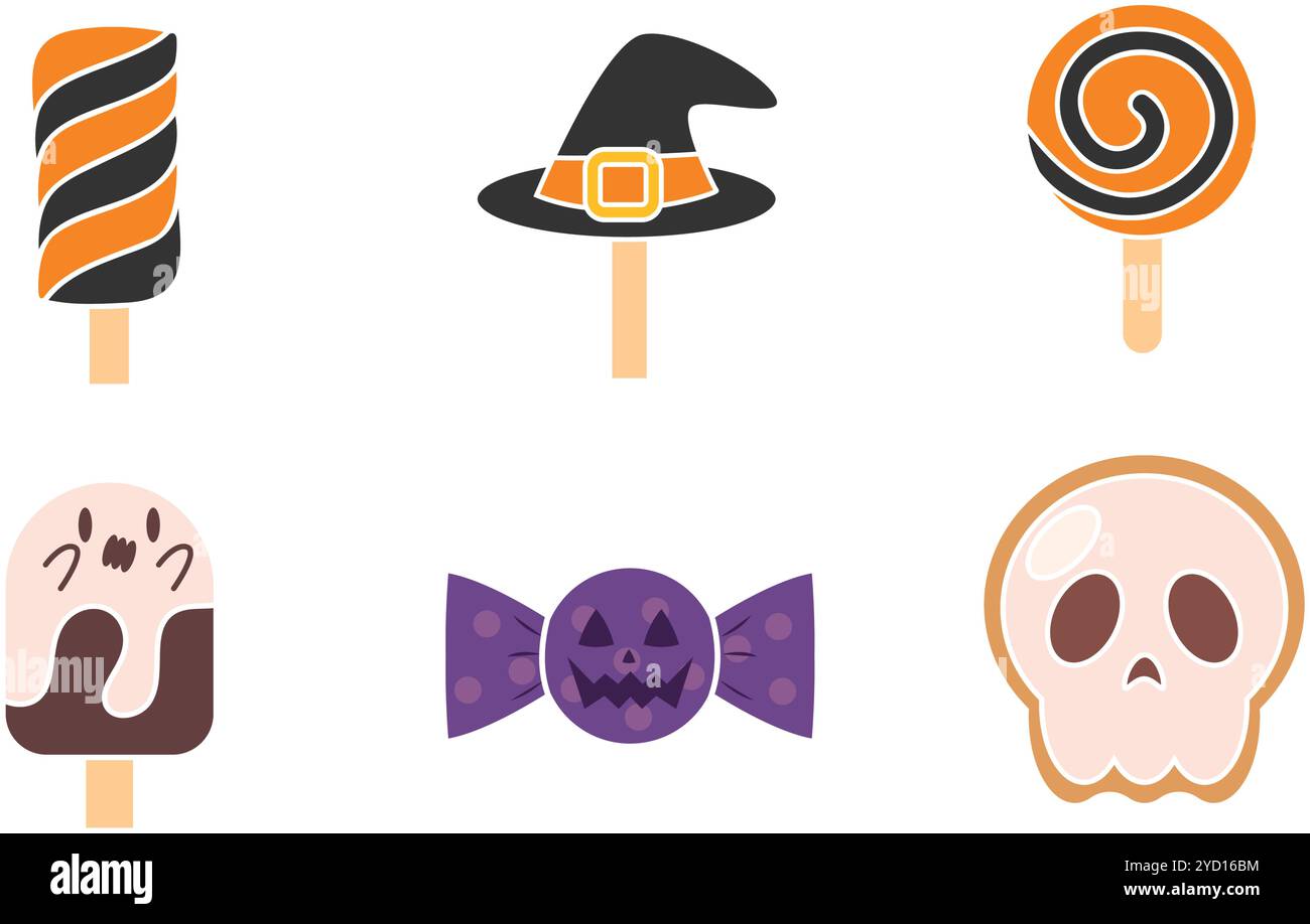 Halloween candy icons set with spooky treats Vector Stock Vector Image ...