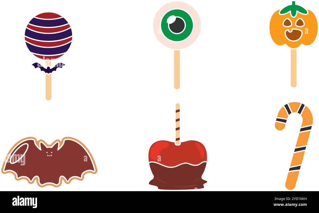 Halloween candy icons collection with spooky sweets Vector Stock Vector ...