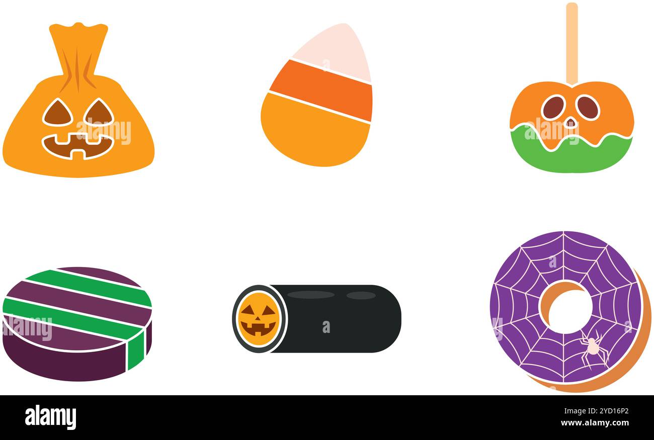 Halloween candy icons collection with spooky sweets Vector Stock Vector ...