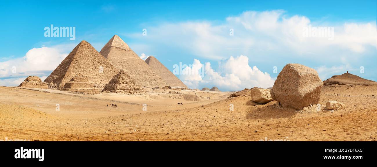 Pyramids of Giza panorama Stock Photo - Alamy