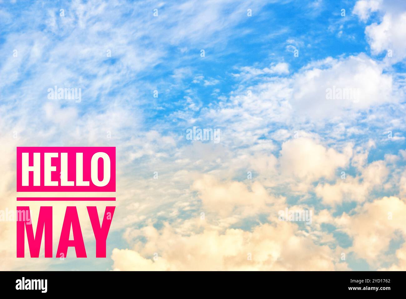 banner hello may. hello may text on sky background. text against the ...