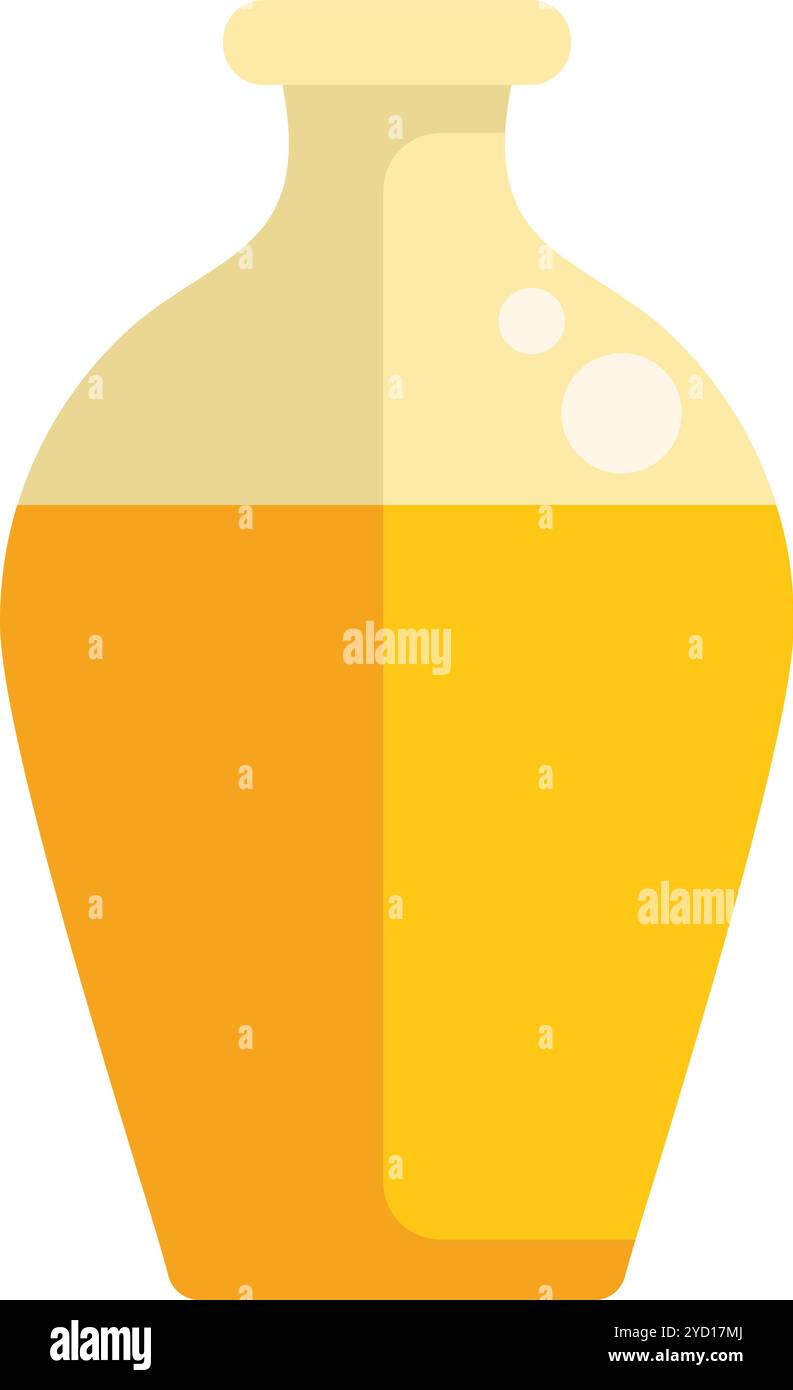Cartoon illustration of a glass bottle containing a bright yellow ...
