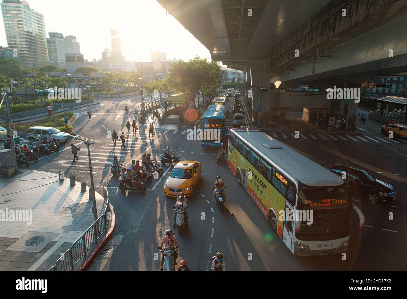 Taipei, Taiwan - October 10th 2019: Golden hour traffic flows through ...