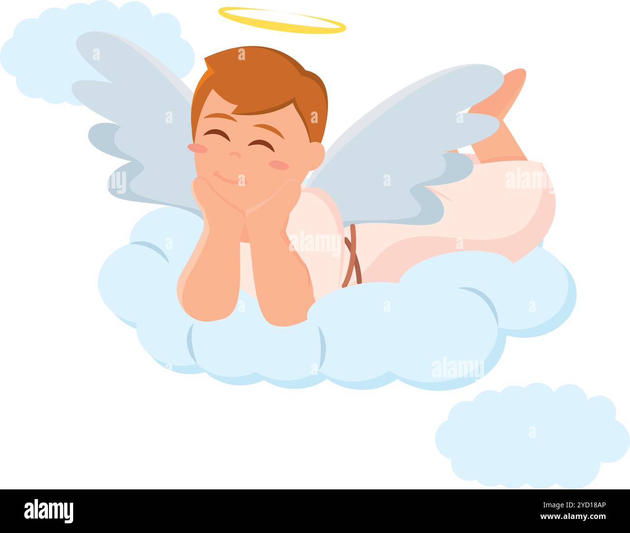 Cute angel with halo flying among clouds Vector Stock Vector Image ...