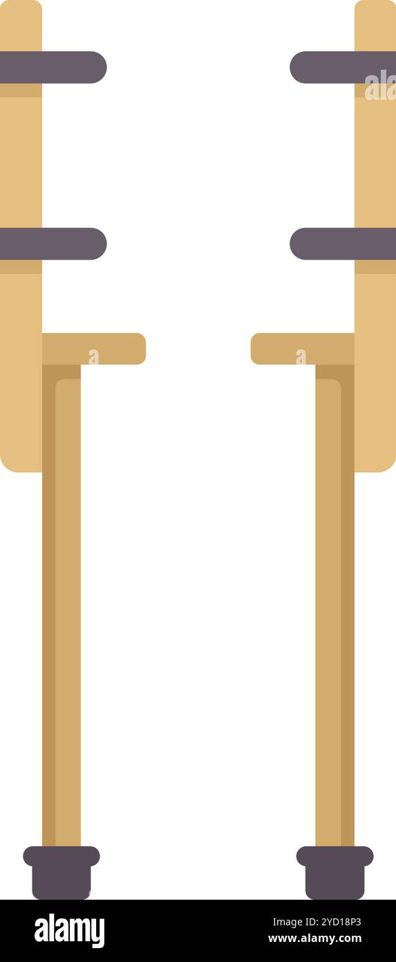 This vector illustration shows a pair of wooden stilts with footrests ...