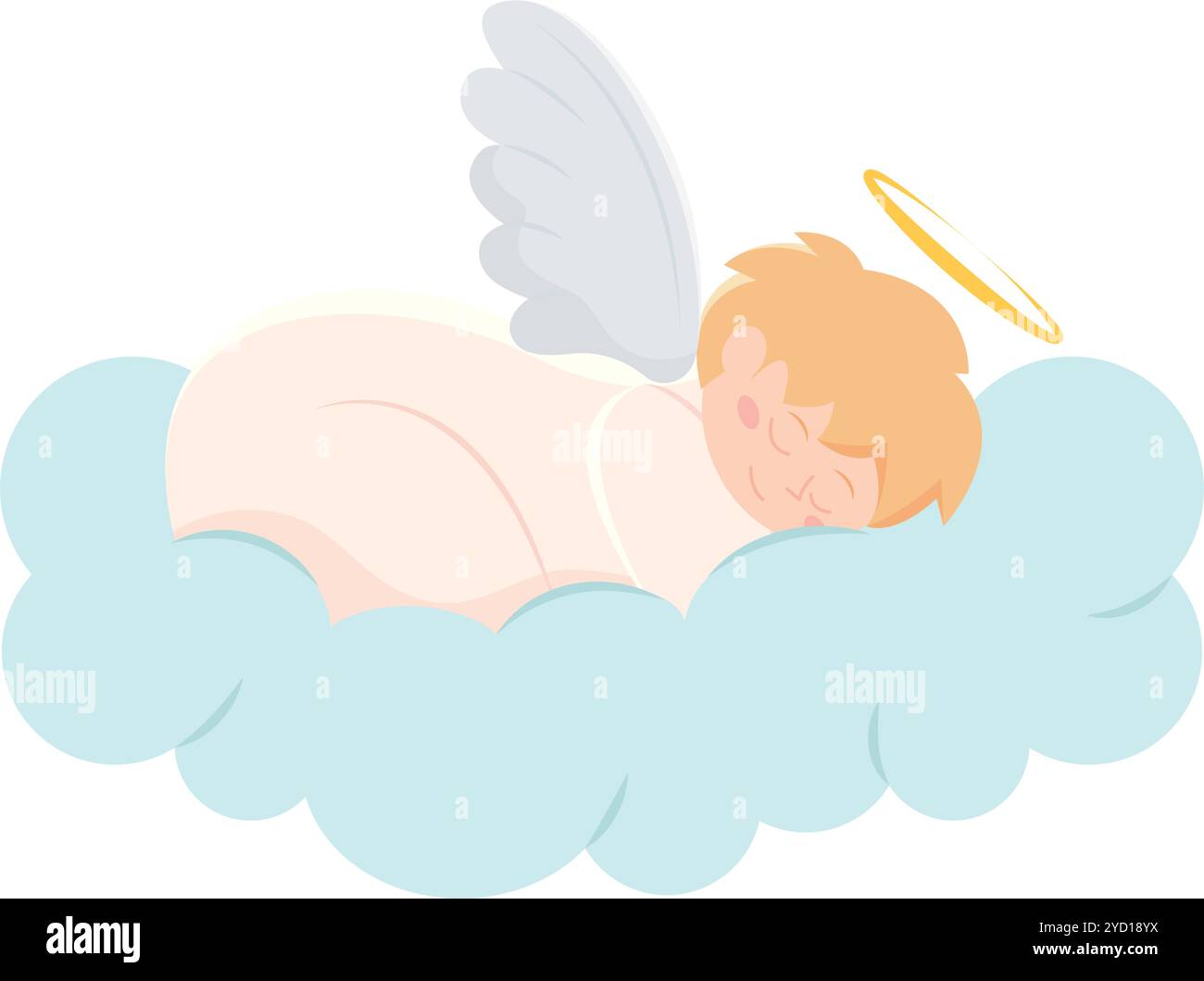 Cute angel with halo flying among clouds Vector Stock Vector Image ...