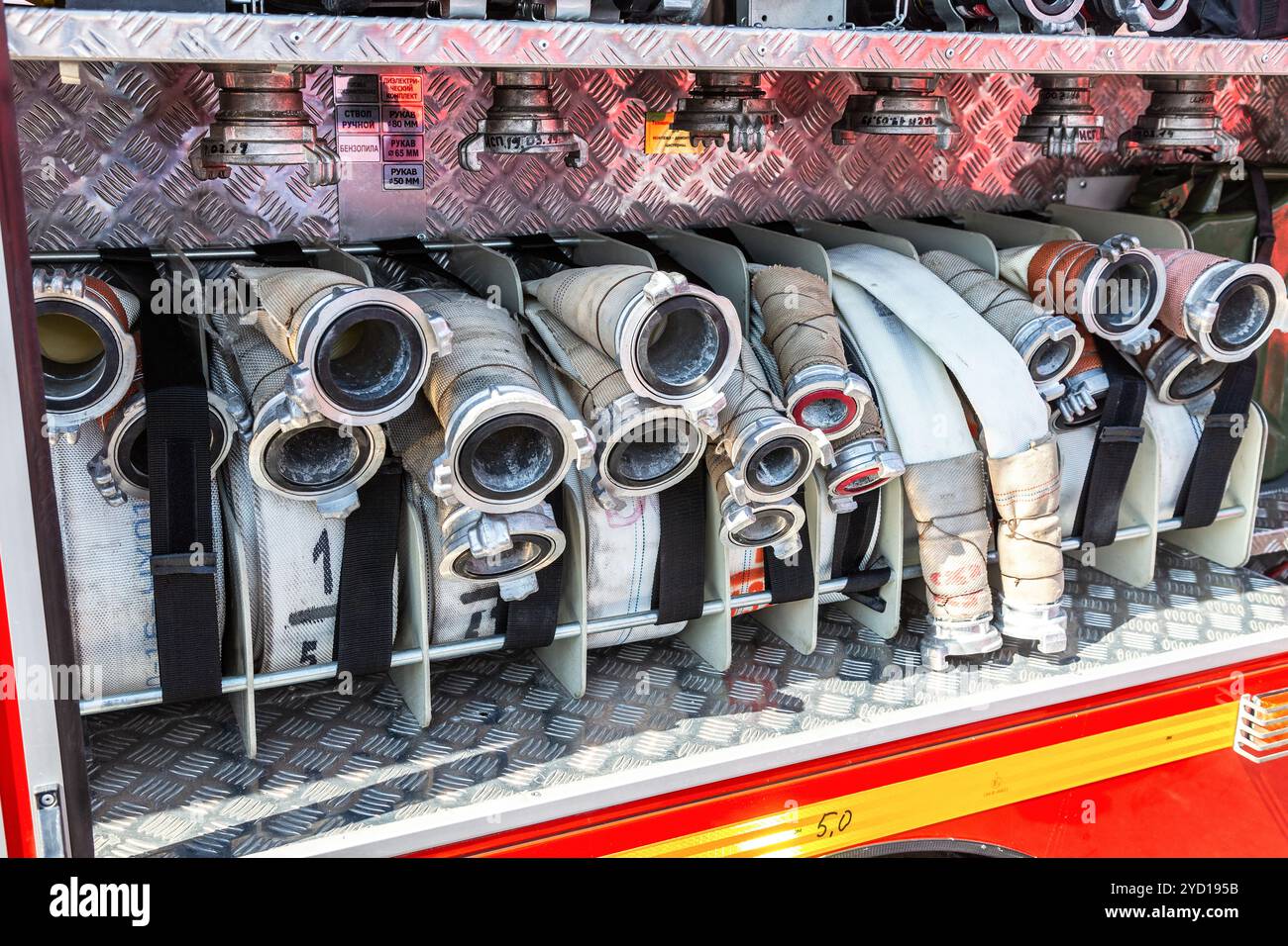 Fire and rescue equipment in a fire truck Stock Photo - Alamy