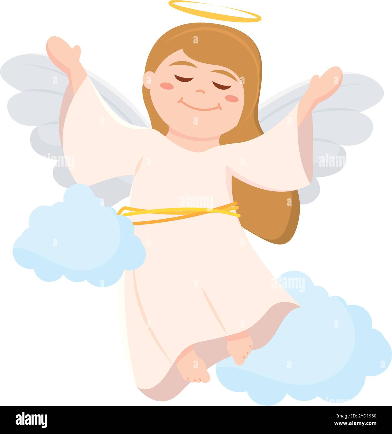 Cute angel with halo flying among clouds Vector Stock Vector Image ...