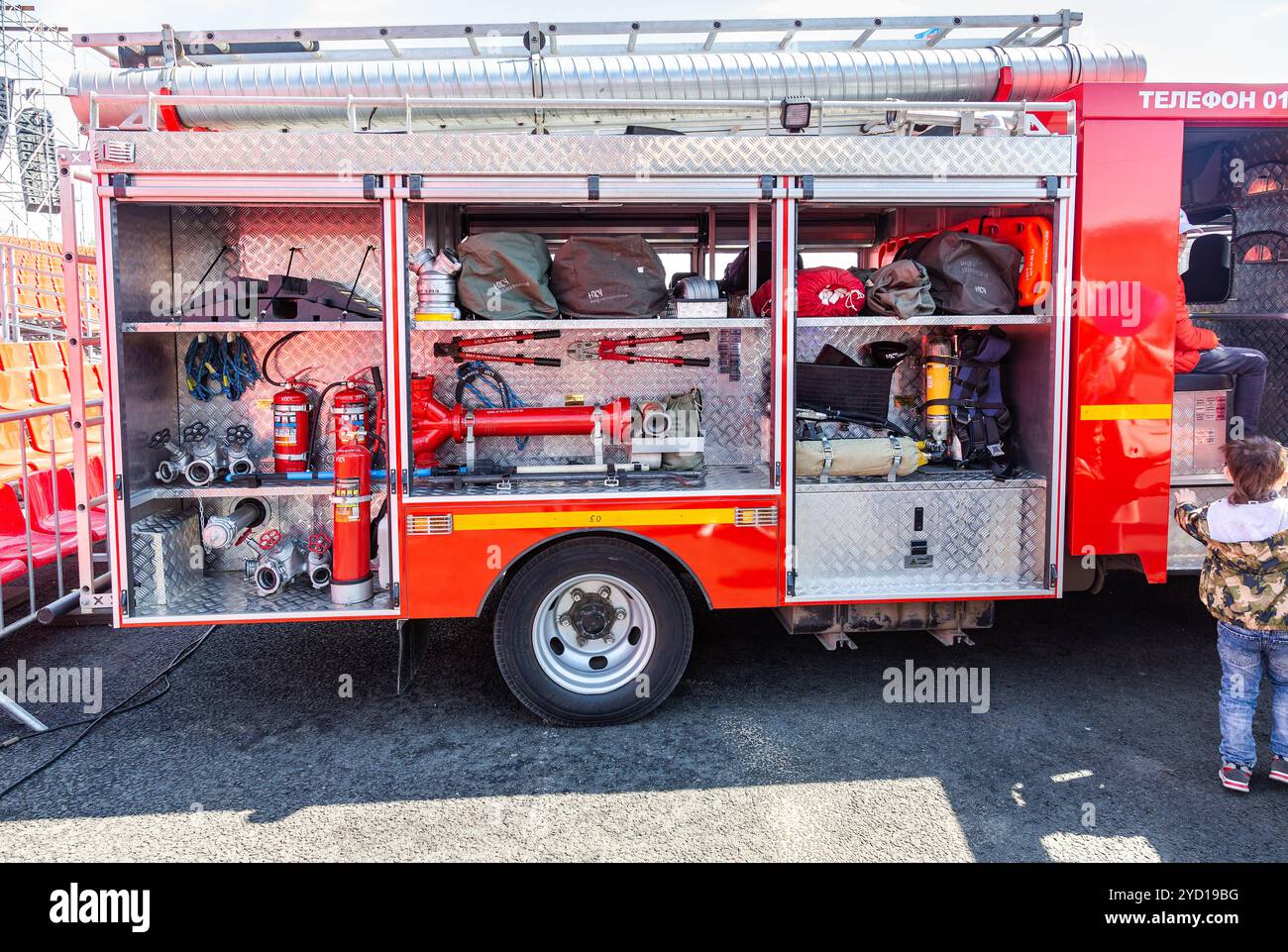 Fire and rescue equipment in a fire truck Stock Photo - Alamy