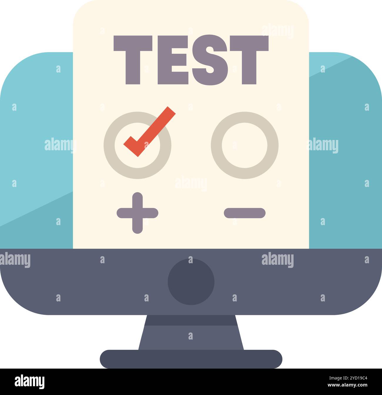 Online test with checkmark and answer options displayed on a computer ...
