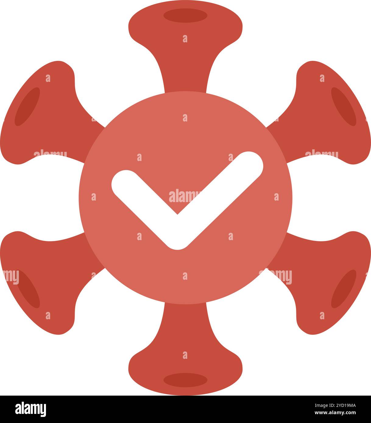Red coronavirus with a white check mark is showing that the virus has ...