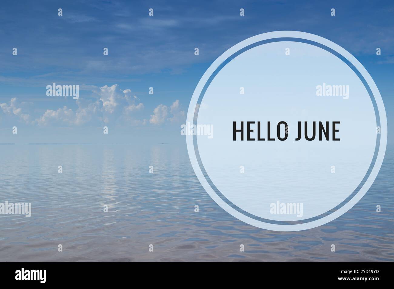 Banner hello june. Text on the photo. Text hello June. New month. New ...