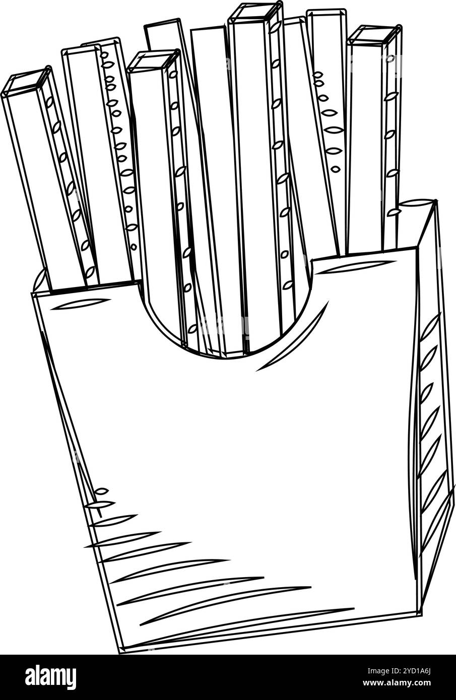 Hand-drawn French fries in a carton sketch Vector Stock Vector Image ...